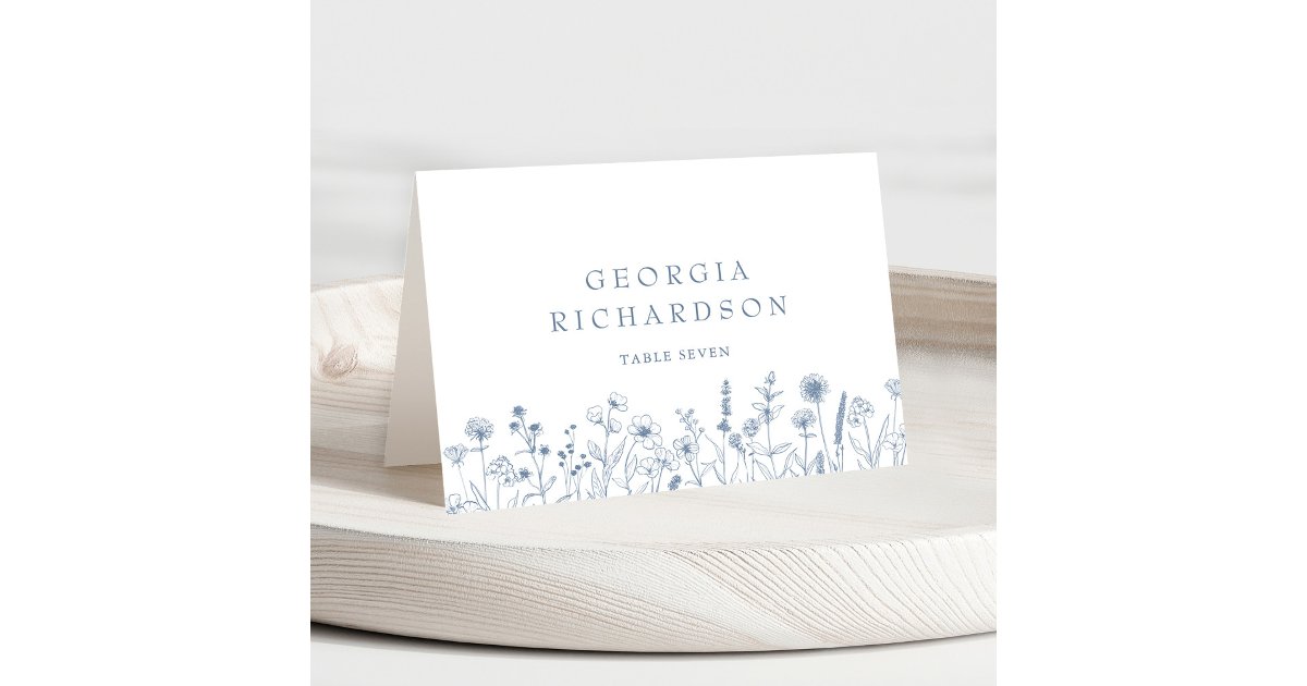 Simple Minimalist Periwinkle Wildflower Place Card | Zazzle