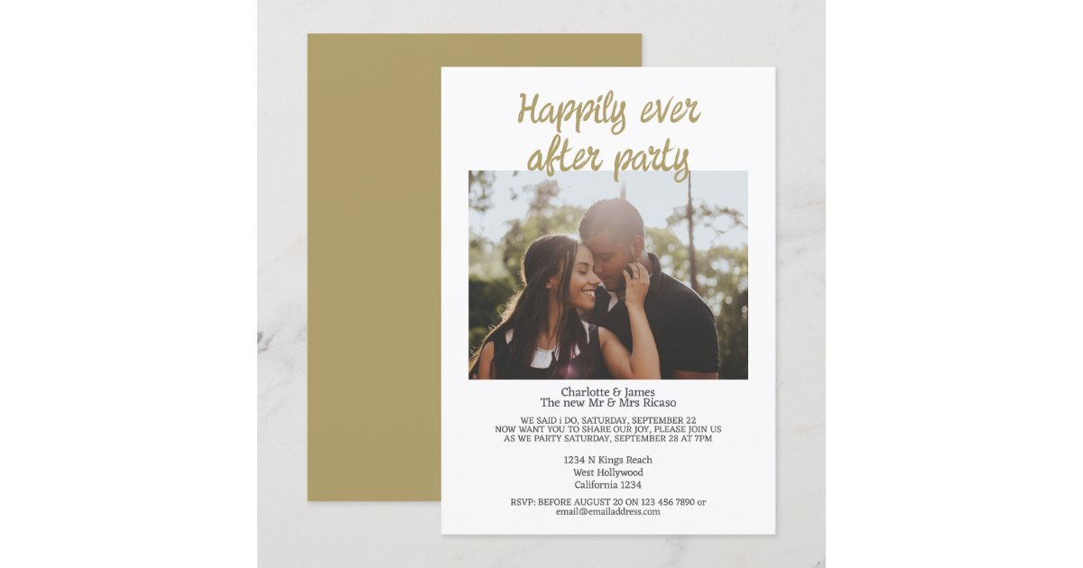 Simple minimalist photo after wedding party invitation | Zazzle