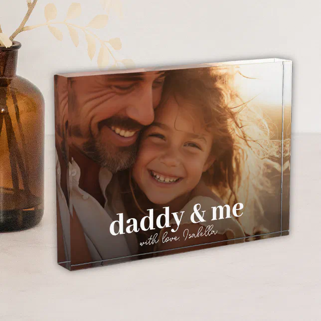 Simple Minimalist Photo Calligraphy Daddy and Me | Zazzle