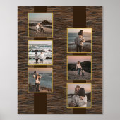 Simple Minimalist Photo Collage On Wood Grain Gold Foil Prints | Zazzle