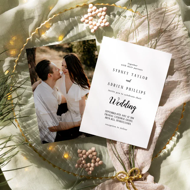 Simple Minimalist Photo Informal Wedding Invitation | Zazzle