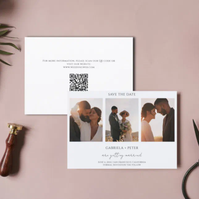 Simple Minimalist Photo Wedding Save The Date Invitation | Zazzle
