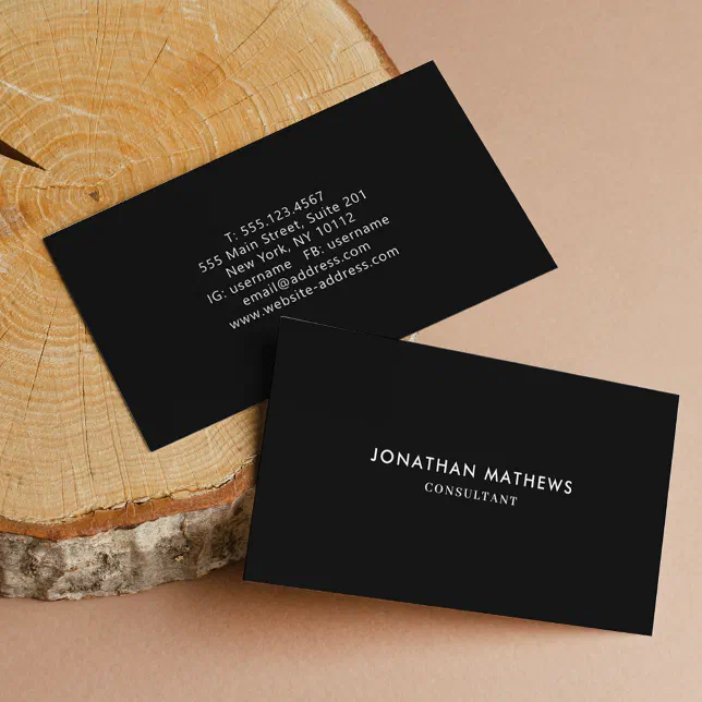 Simple Minimalist Professional Generic Black Business Card | Zazzle