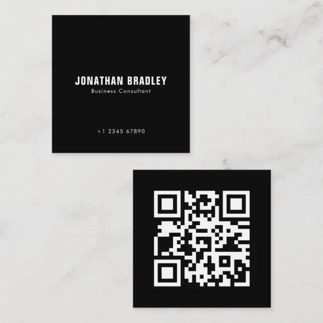 Simple Minimalist Professional QR Code Square Business Card | Zazzle