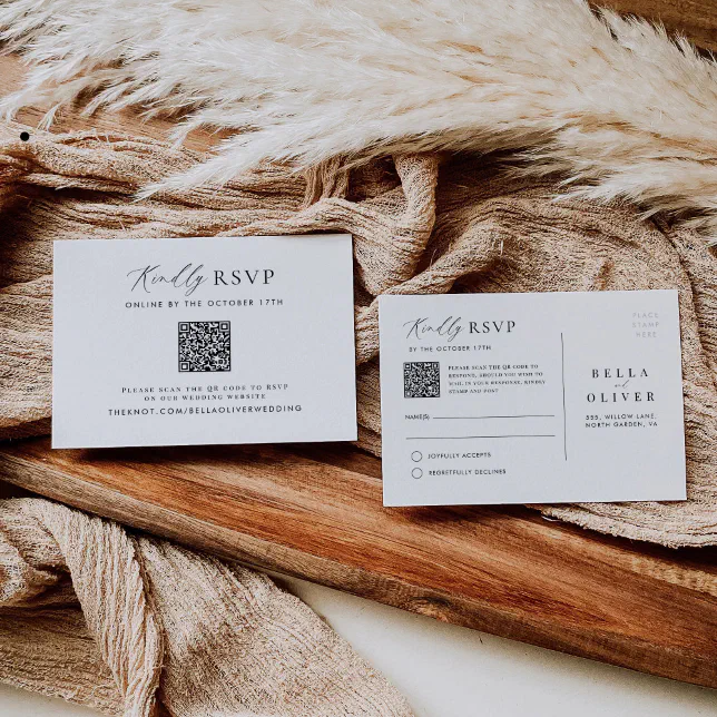 Simple Minimalist QR Code RSVP Postcard | Zazzle
