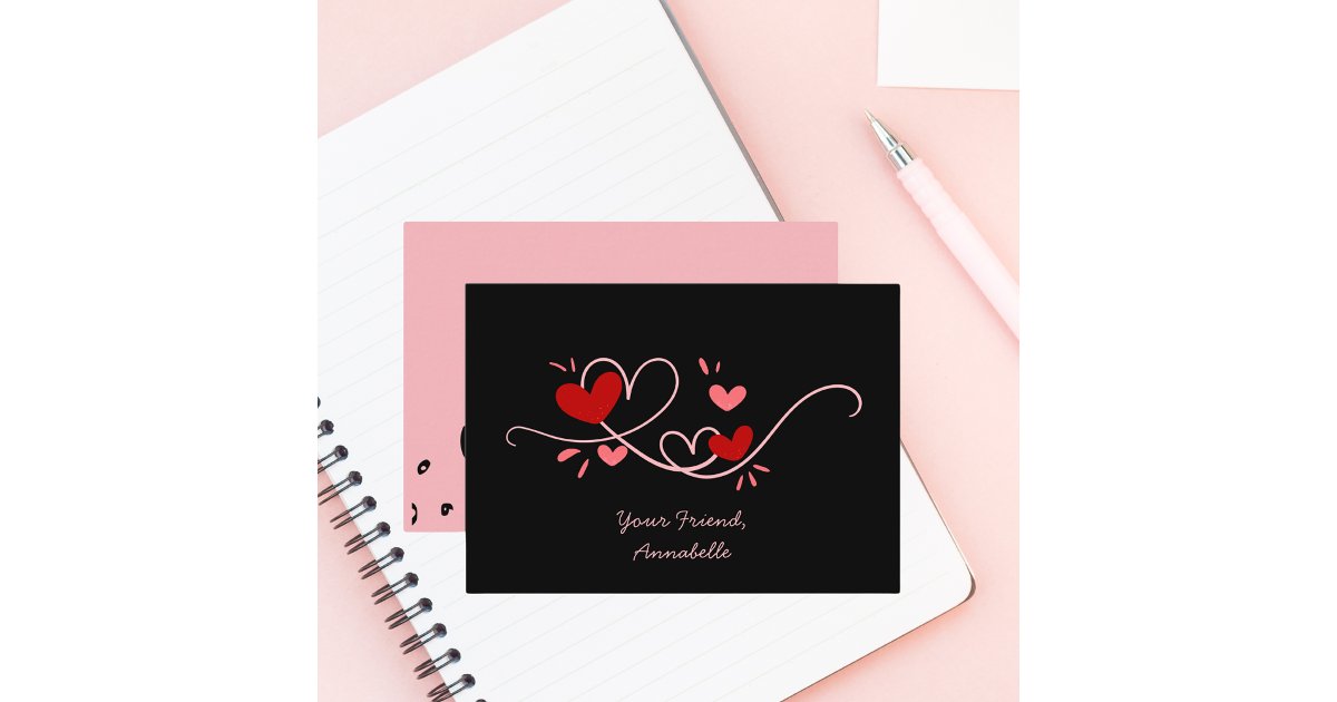 Simple Minimalist Red and Pink Heart Valentines Note Card | Zazzle