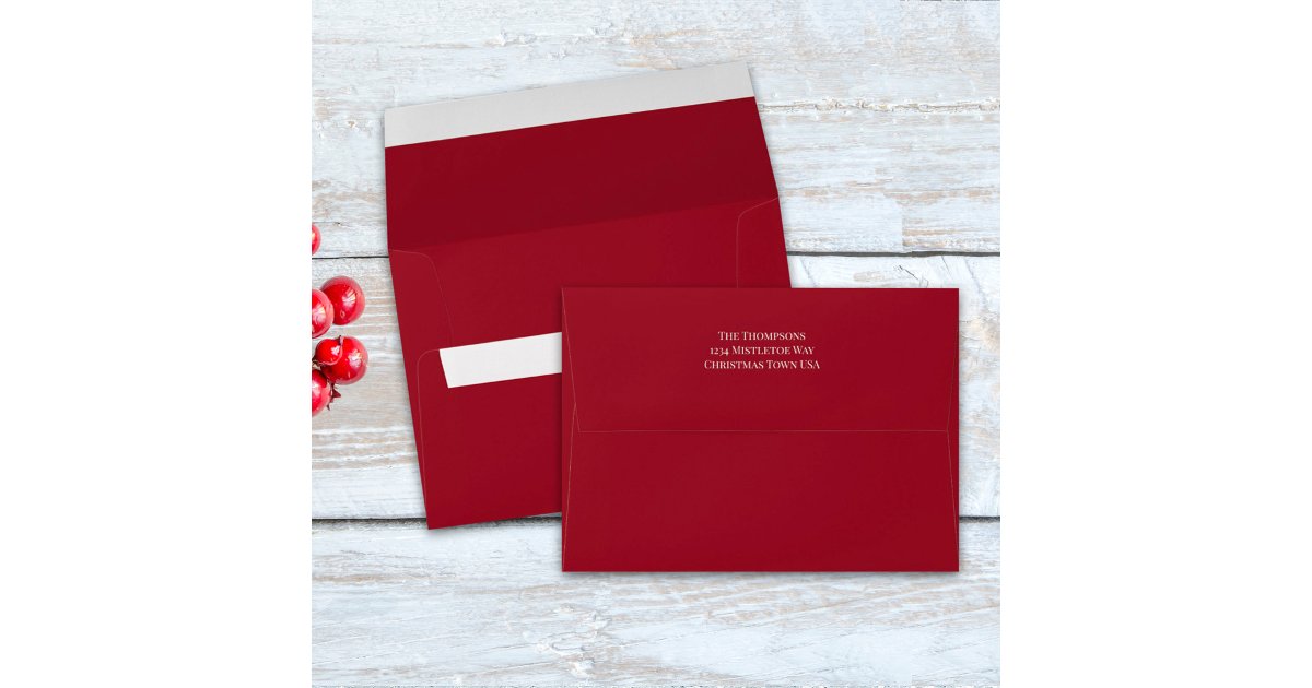 Simple Minimalist Red Return Address Printed Envelope | Zazzle
