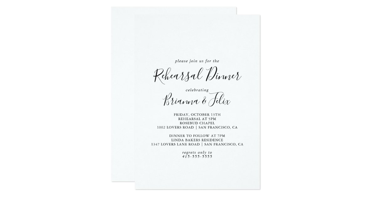 Simple Minimalist Rehearsal Dinner Invitation | Zazzle.com