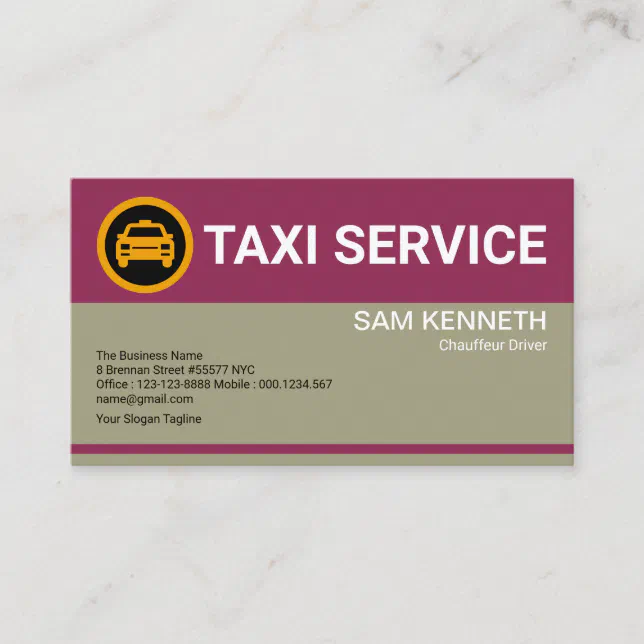 Simple Minimalist Retro Red Columns Taxi Driver Business Card | Zazzle