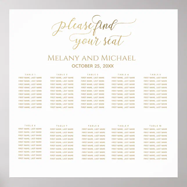 Simple minimalist romantic gold foil calligraphy poster | Zazzle