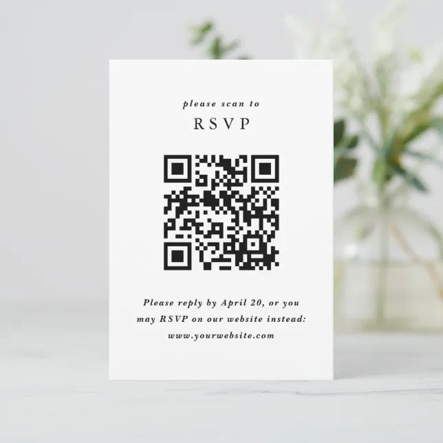 Simple Minimalist RSVP with QR code Enclosure Card | Zazzle