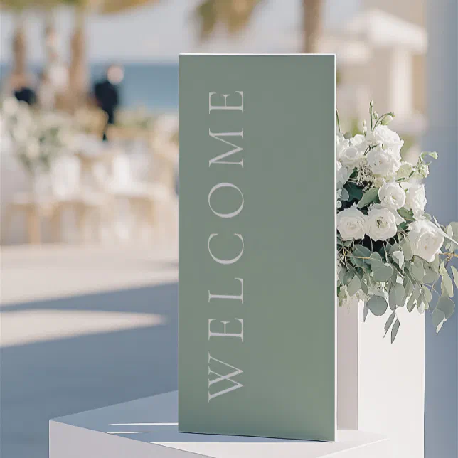 Simple Minimalist Sage Green Wedding Welcome Sign | Zazzle