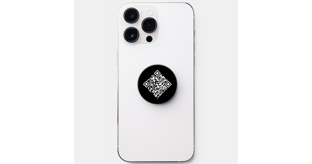 Simple Minimalist Scannable Black QR Code PopSocket | Zazzle