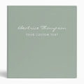 Simple Minimalist Script Sage Green Personalized 3 Ring Binder | Zazzle