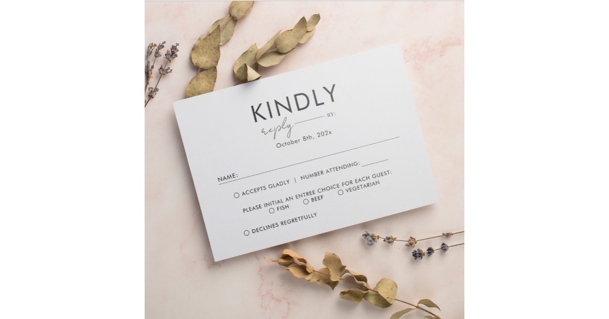 Simple Minimalist Script Typography Wedding RSVP Card | Zazzle