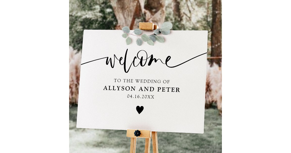 Simple minimalist script wedding welcome foam board | Zazzle