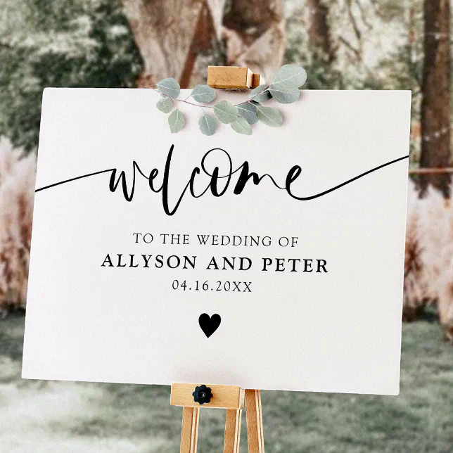 Simple minimalist script wedding welcome foam board | Zazzle