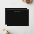 Simple Minimalist Solid Black Gold Personalized Note Card | Zazzle