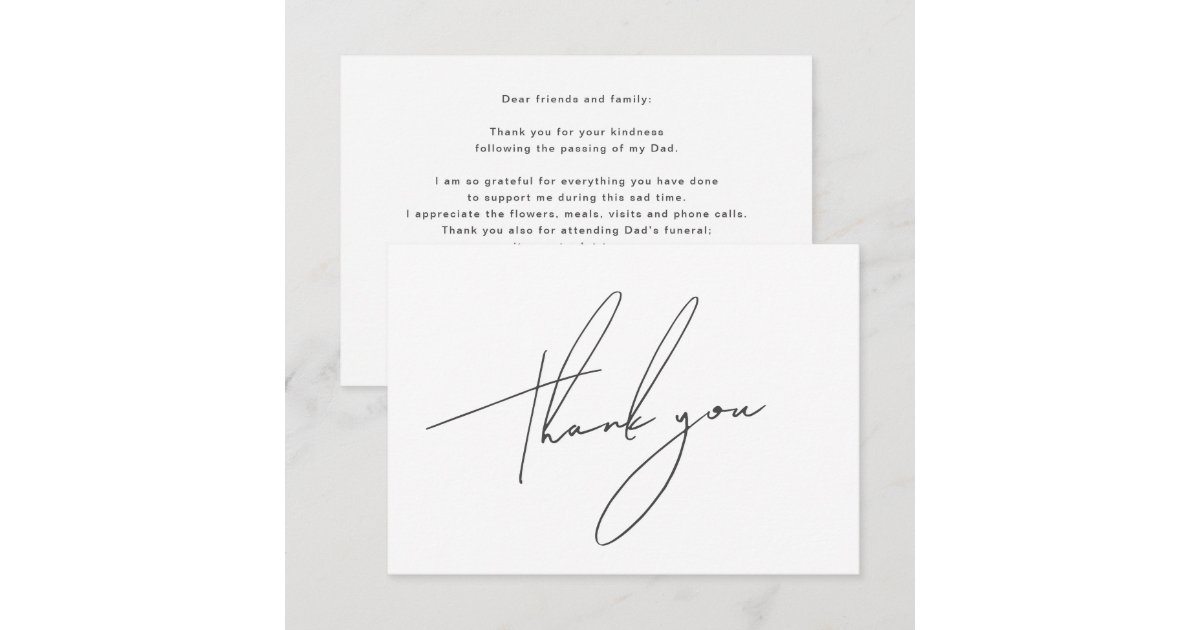 Simple Minimalist Thank You for Condolences | Zazzle