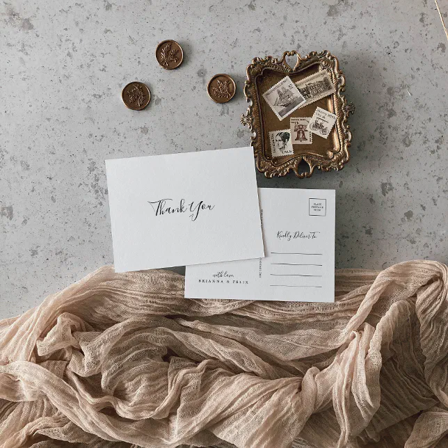 Simple Minimalist Thank You Postcard | Zazzle
