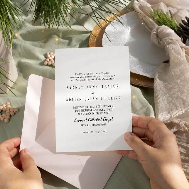 Simple Minimalist Traditional Wedding Invitation | Zazzle