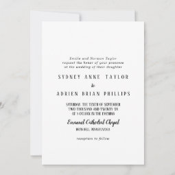 Simple Minimalist Traditional Wedding Invitation | Zazzle