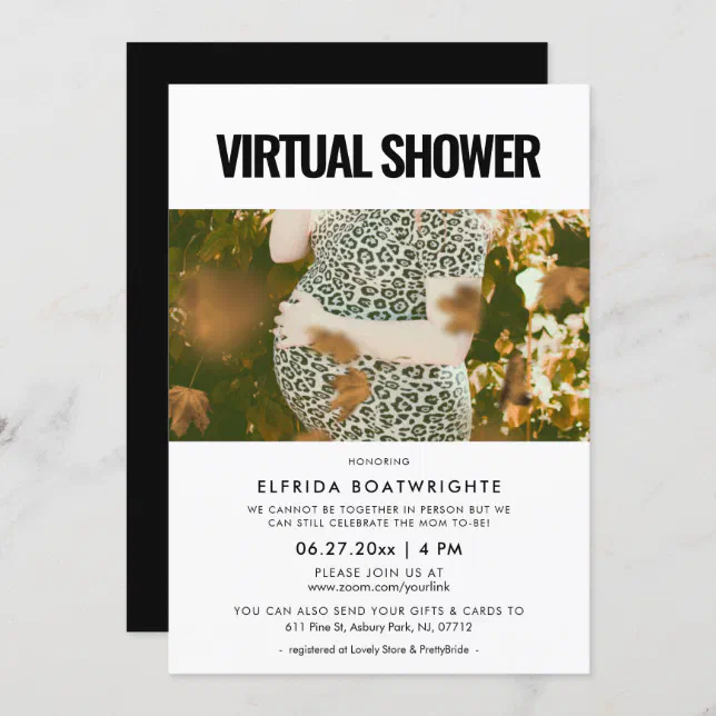 Simple minimalist Virtual shower photo Invitation | Zazzle