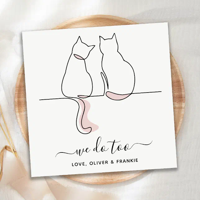 Simple Minimalist We Do Too Custom Cat Wedding Napkins | Zazzle