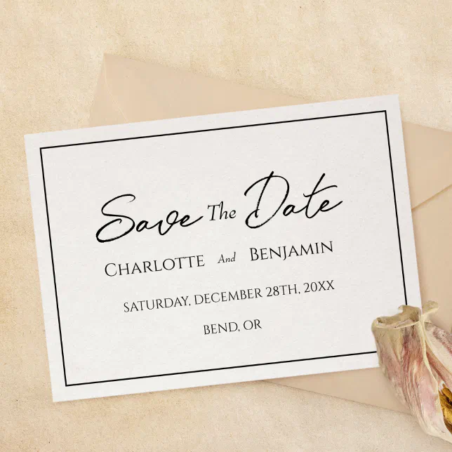 Simple Minimalist Wedding Flat Save The Date Card | Zazzle