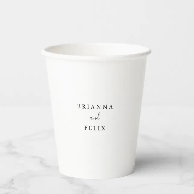 Simple Minimalist Wedding Paper Cups | Zazzle
