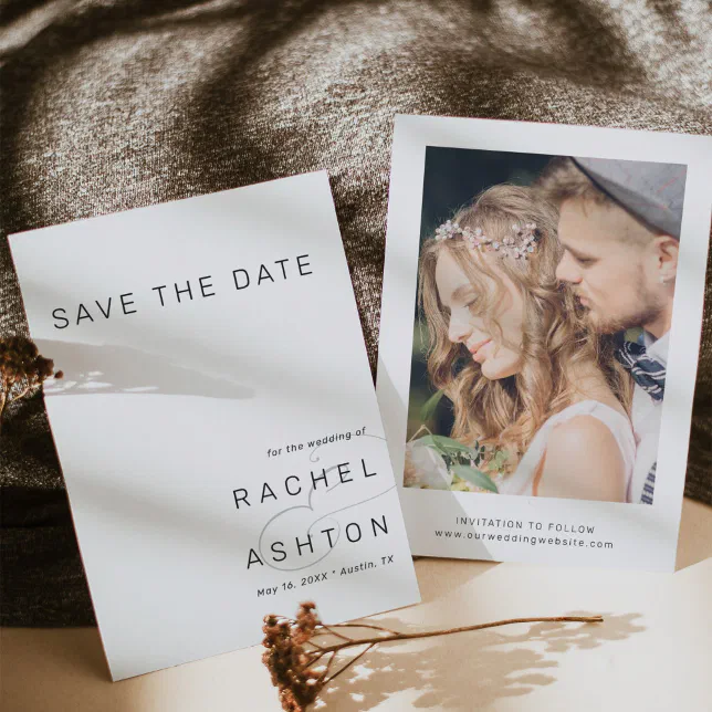 Simple Minimalist Wedding Photo Save The Date | Zazzle