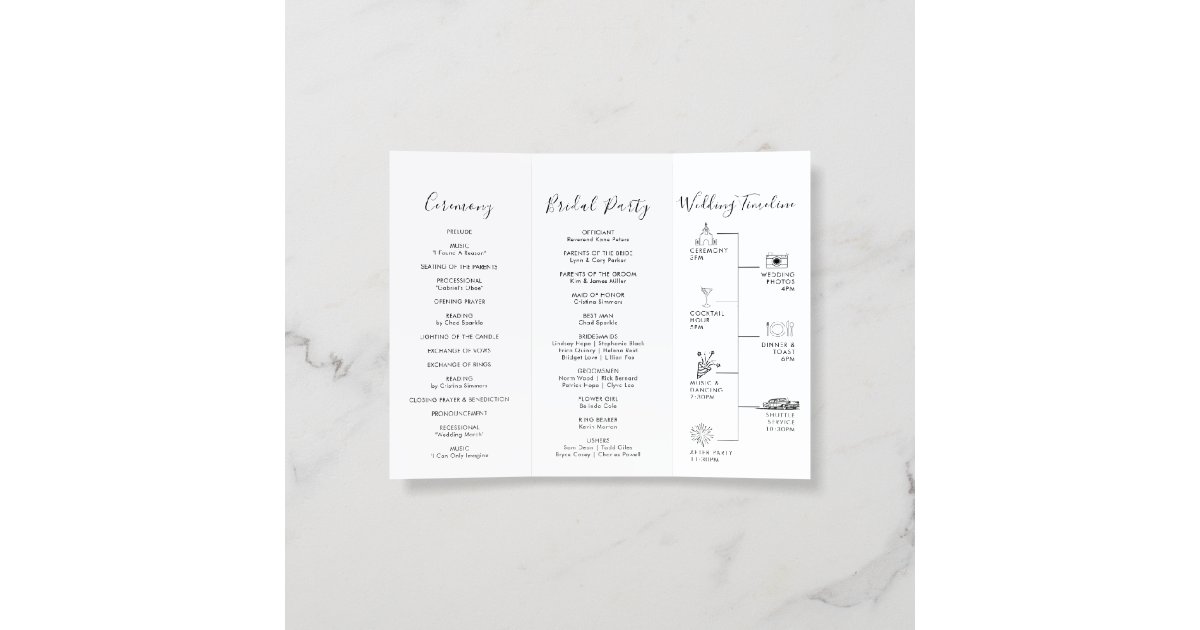Simple Minimalist Wedding Program Brochure | Zazzle