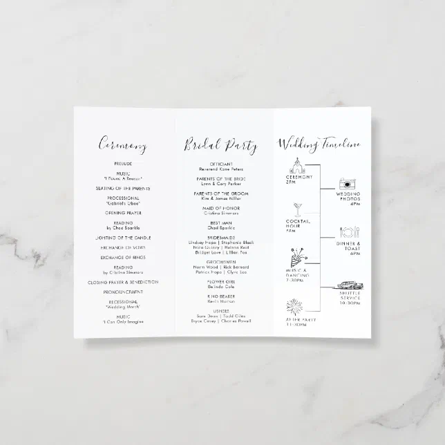 Simple Minimalist Wedding Program Brochure | Zazzle