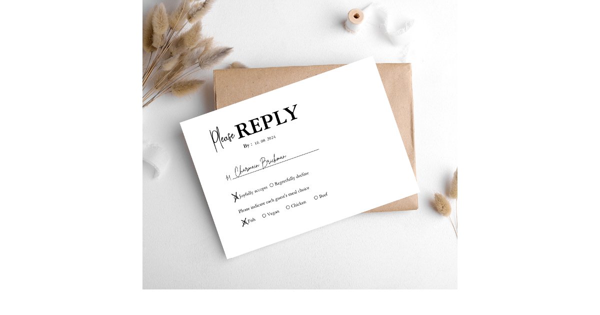 Simple Minimalist Wedding RSVP Card | Zazzle