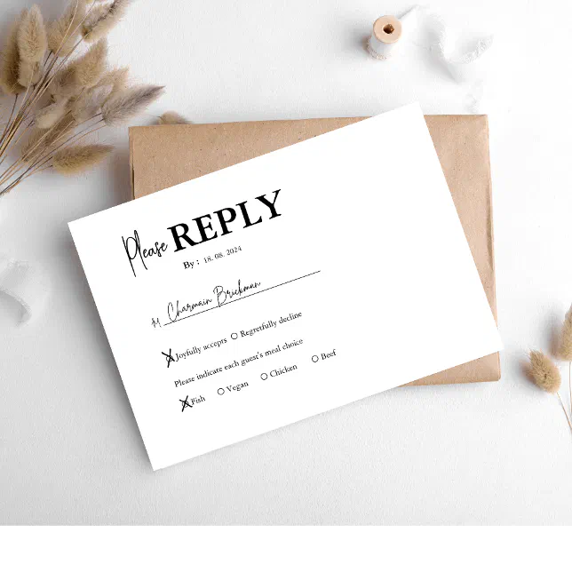 Simple Minimalist Wedding RSVP Card | Zazzle