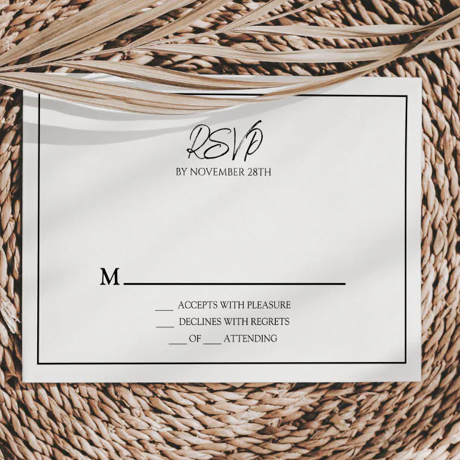 Simple Minimalist Wedding RSVP Response Card | Zazzle