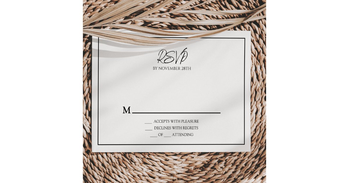 Simple Minimalist Wedding RSVP Response Card | Zazzle