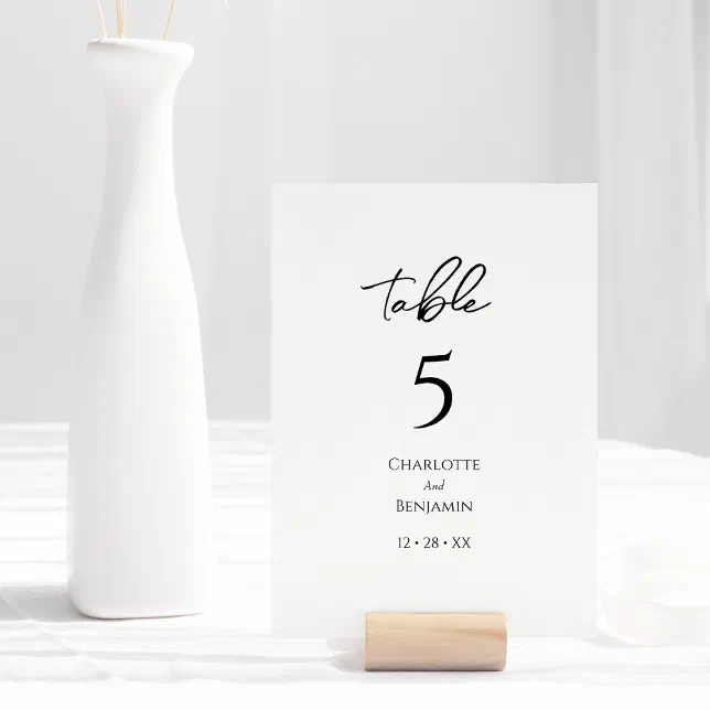 Simple Minimalist Wedding Table Number Card | Zazzle
