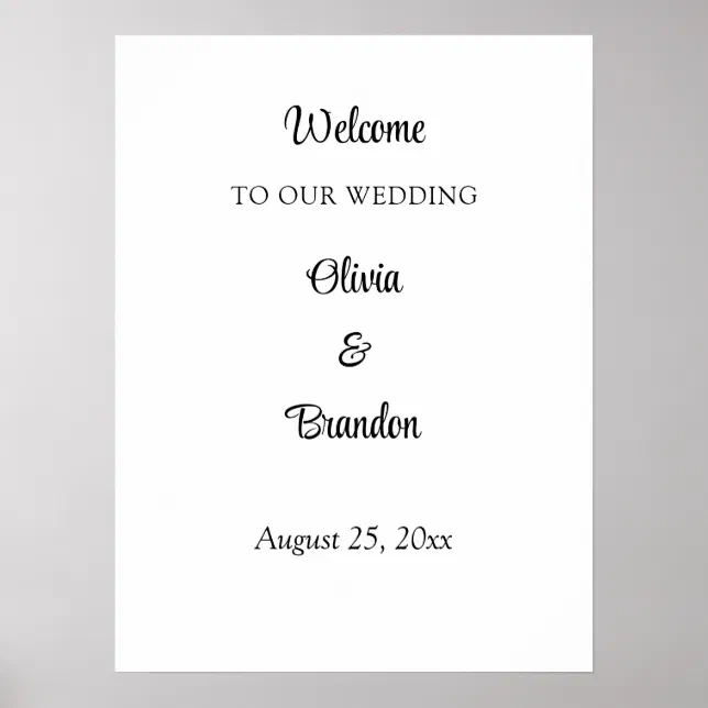 Simple Minimalist Wedding Welcome Poster | Zazzle