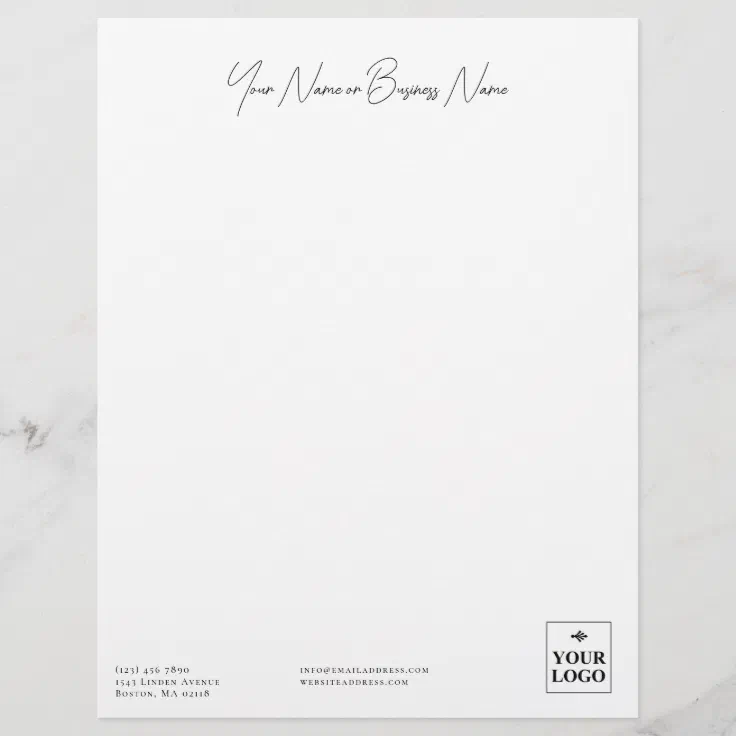 Simple Minimalist White Address Name Logo Letterhead | Zazzle