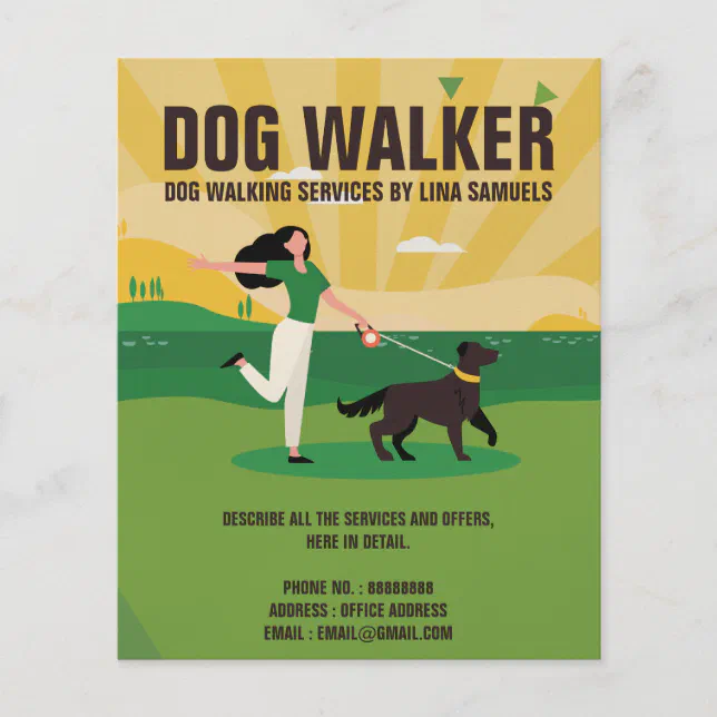 Simple Minimalistic Dog Walker Flyer | Zazzle