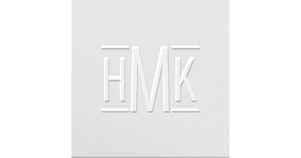 Simple Minimalistic Monogram 3 Initials Lines Embosser | Zazzle