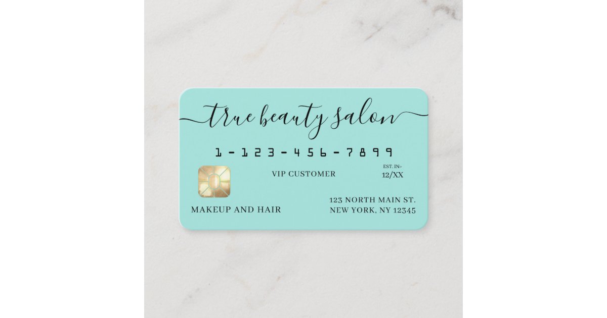 Simple Mint Gold Signature Script Credit Card | Zazzle