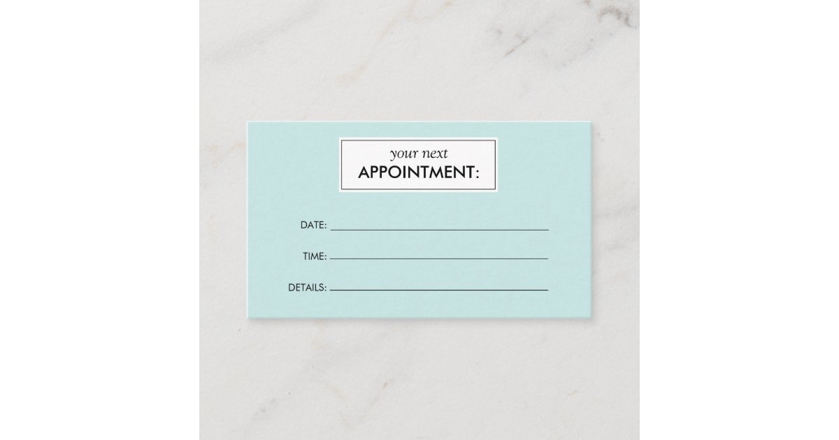 Simple Mint Green Appointment Card | Zazzle