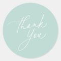 Simple Mint Green Calligraphy Script Thank You Classic Round Sticker ...