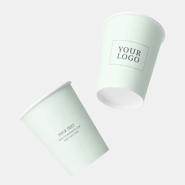 Simple Mint Minimal Business Logo Custom Paper Cup | Zazzle