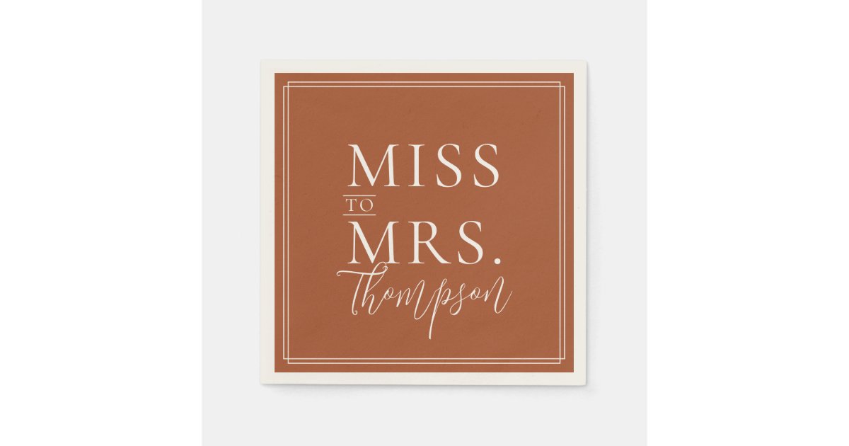 Simple Miss to Mrs Terracotta Bridal Shower Paper Napkins | Zazzle
