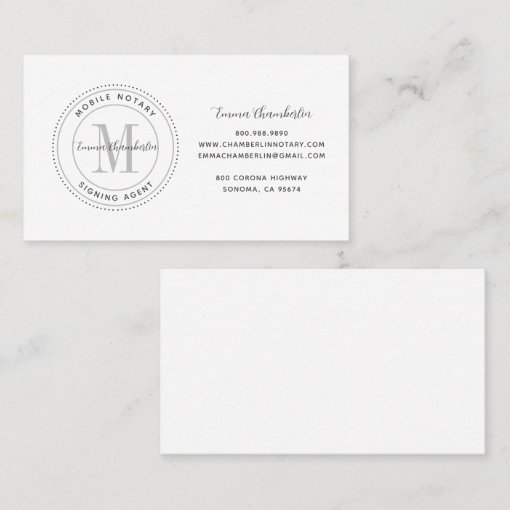 Simple Mobile Notary Stamp Notary Signing Agent Business Card | Zazzle
