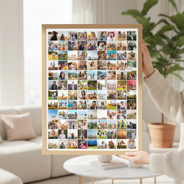 Simple Modern 108 Photo Collage Poster | Zazzle