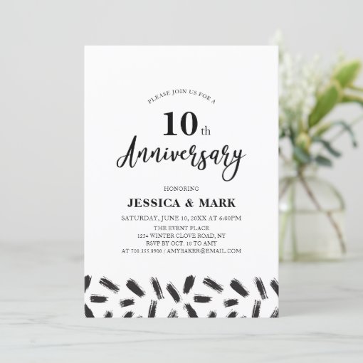 Simple Modern 10th Wedding Anniversary Invitation | Zazzle